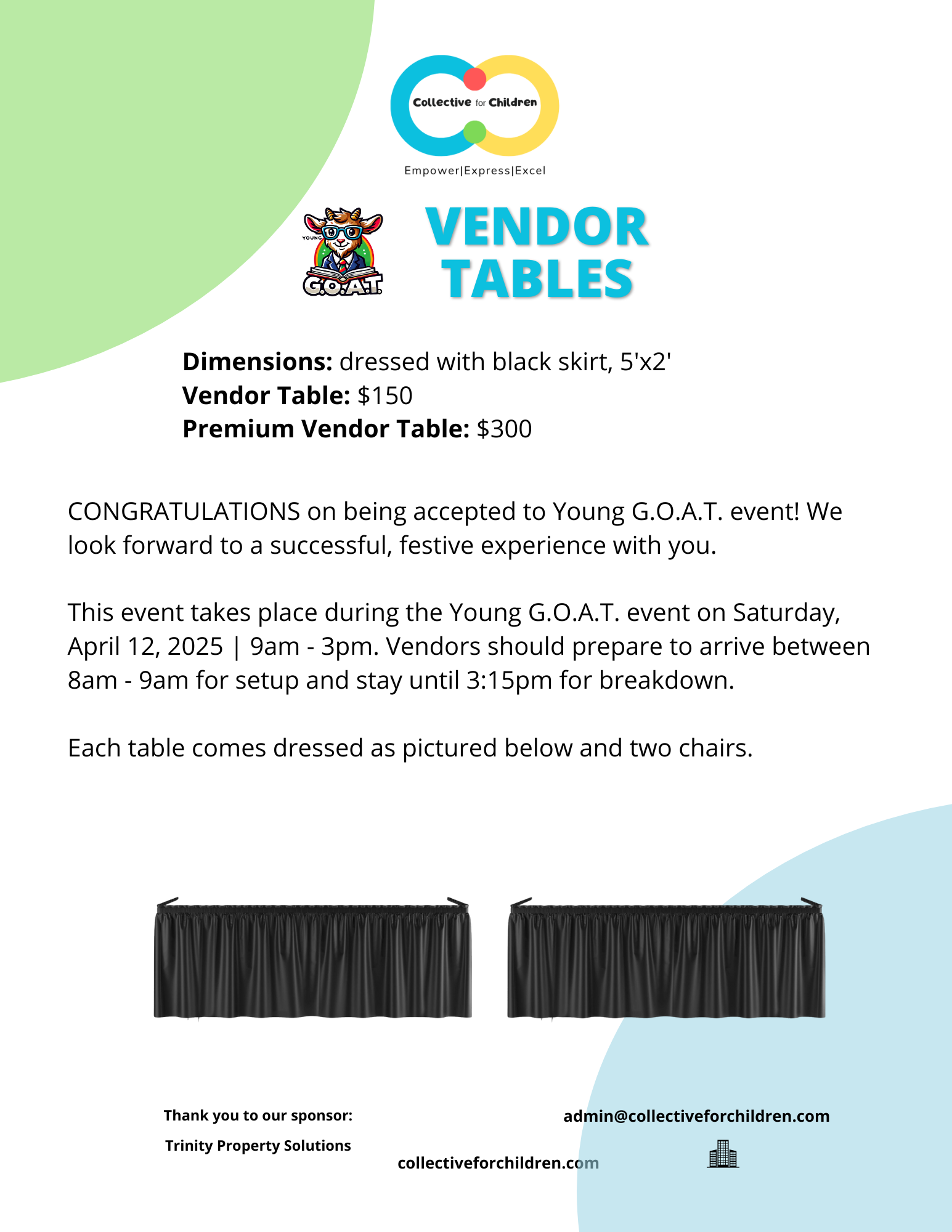 Young G.O.A.T. Premium Vendor Table – Collective for Children